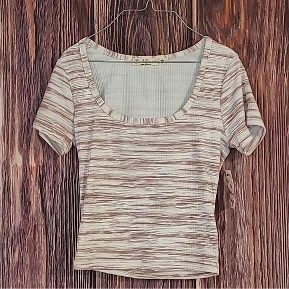 Cloud Dancer | Tops | Cloud Dancer Soft Grain Ribbed Scoop Neck Fitted Short Sleeve Shirt S Nwt ...